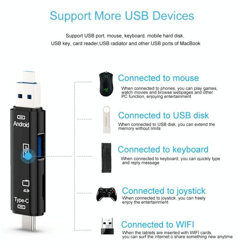 HiTech Land - D-188 3 in 1 TF & USB to Micro USB & Type-C Card Reader ...