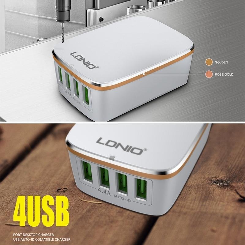 HiTech Land - LDNIO A4404 4.4A 4 x USB Ports Smart Travel Charger