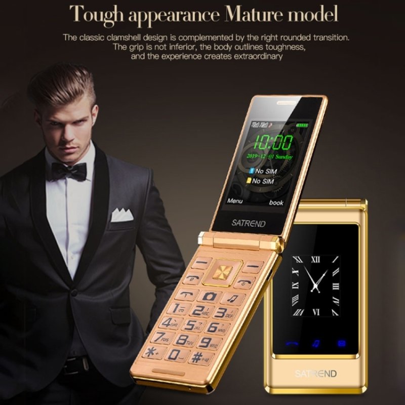 HiTech Land - SATREND A15-M Dual-screen Flip Elder Phone